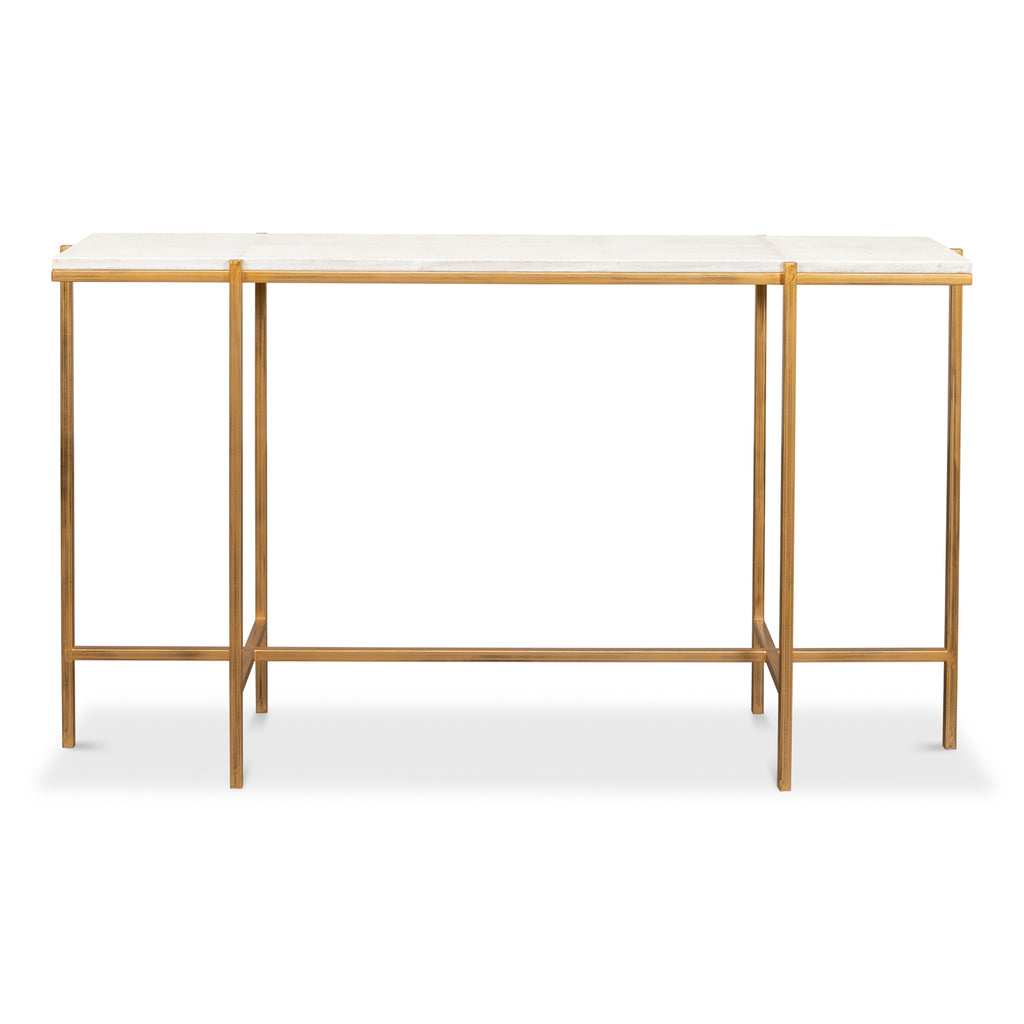 Shagreen Console Table Osprey White | Sarreid - 53566-4