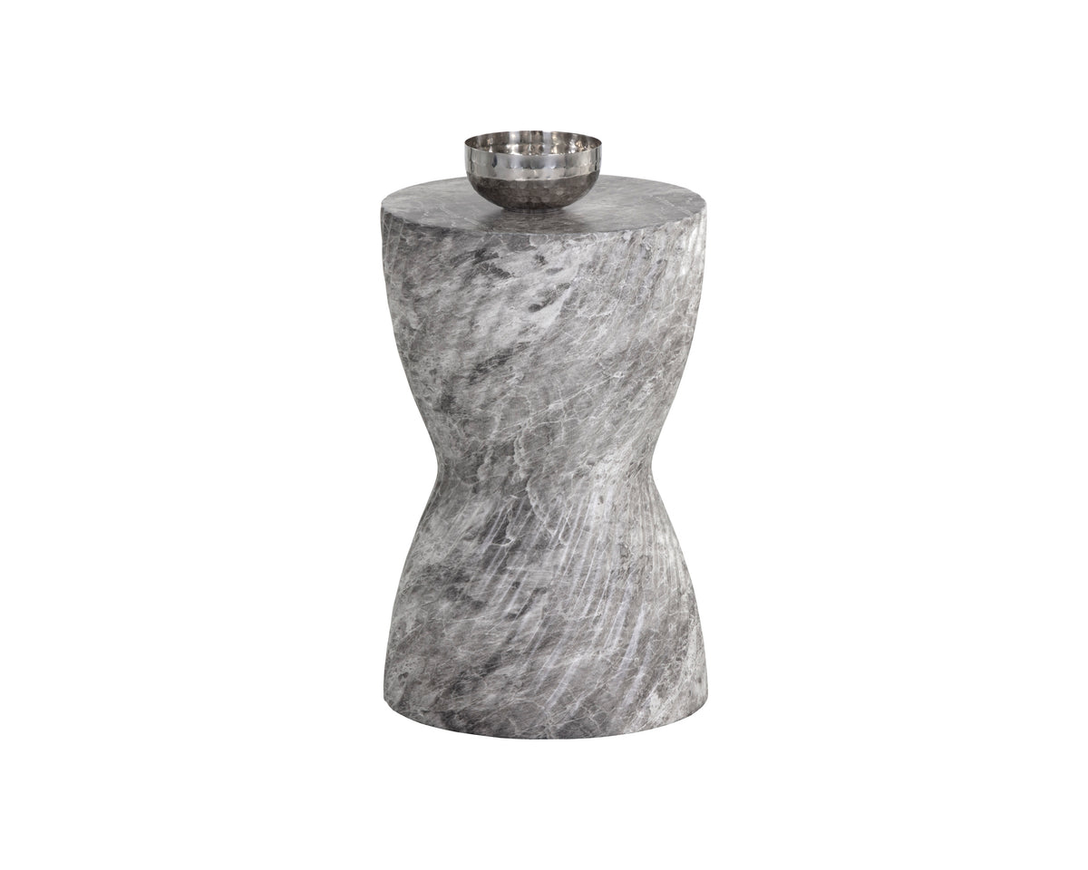 CARA END TABLE - MARBLE LOOK - GREY