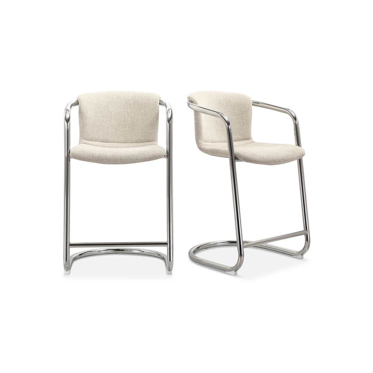 Freeman Chrome Frame Counter Stool Blended Cream-Set Of Two | Moe's Ho