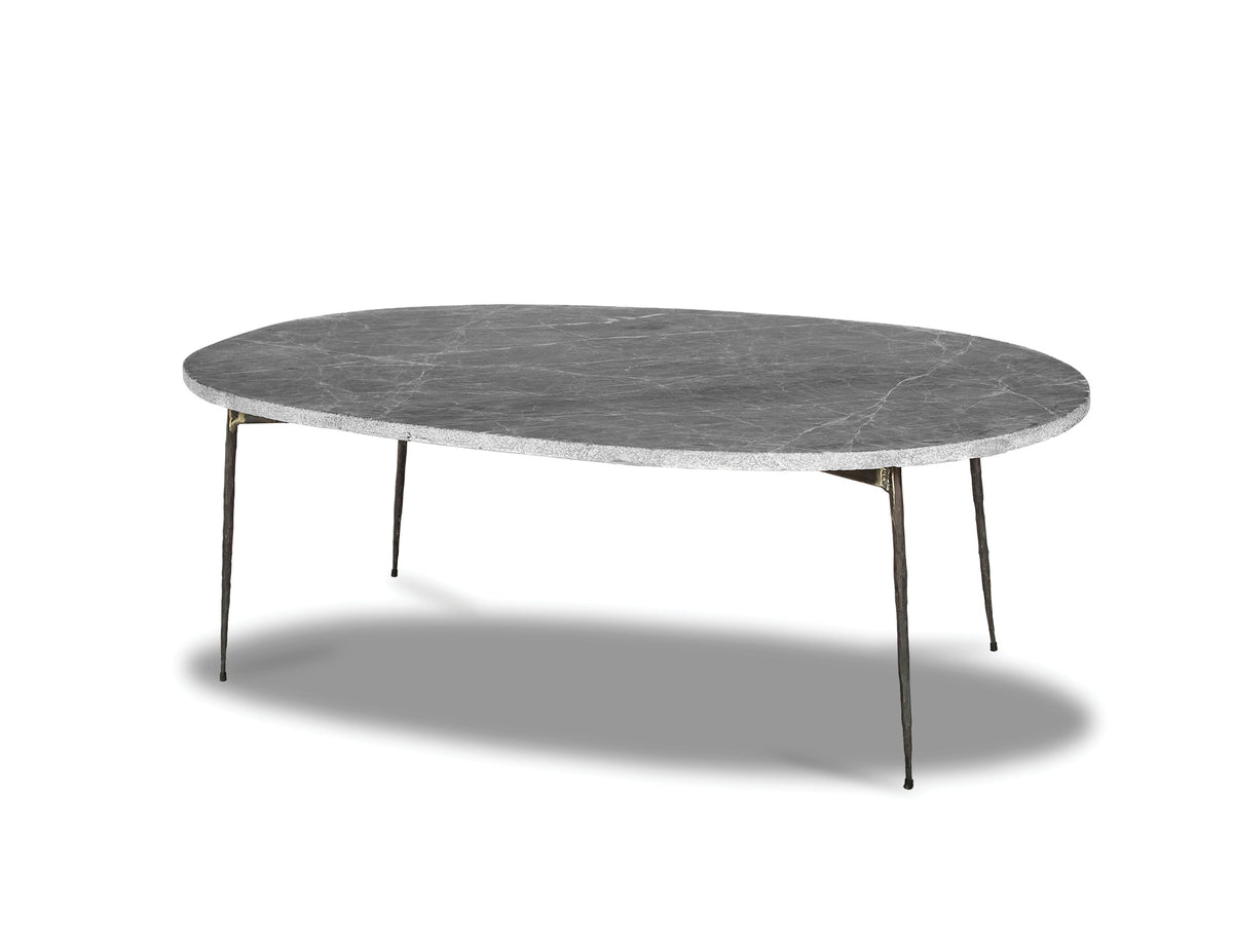 Large Coffee Table Grey Marble Black Hammered Iron Legs | Mobital - WCO ...
