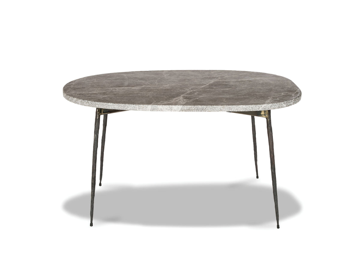 Small Coffee Table Grey Marble Black Hammered Iron Legs | Mobital - WCO ...