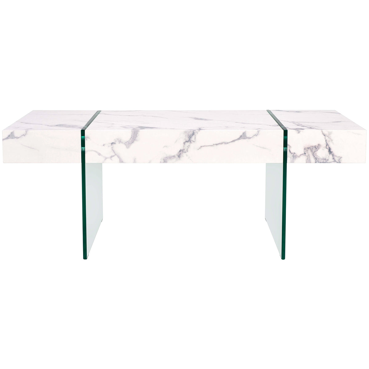 Safavieh Jacob Rectangular Glass Leg Modern Coffee Table - White / Cle