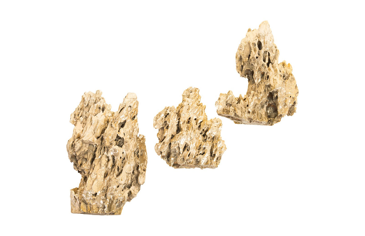 Stalagmite Wall Art Plated Brass, Set Of 3, Assorted Size And Shape