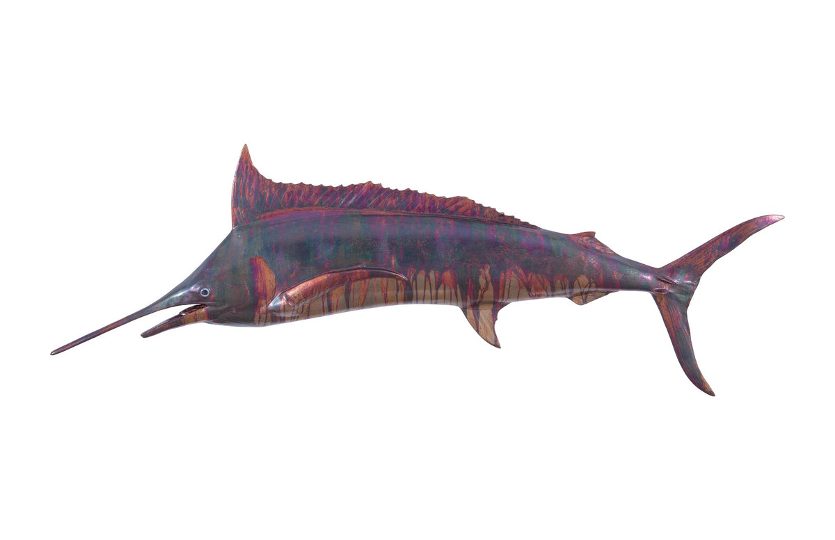 Blue Marlin Fish Wall Sculpture, Resin, Copper Patina Finish | Phillip