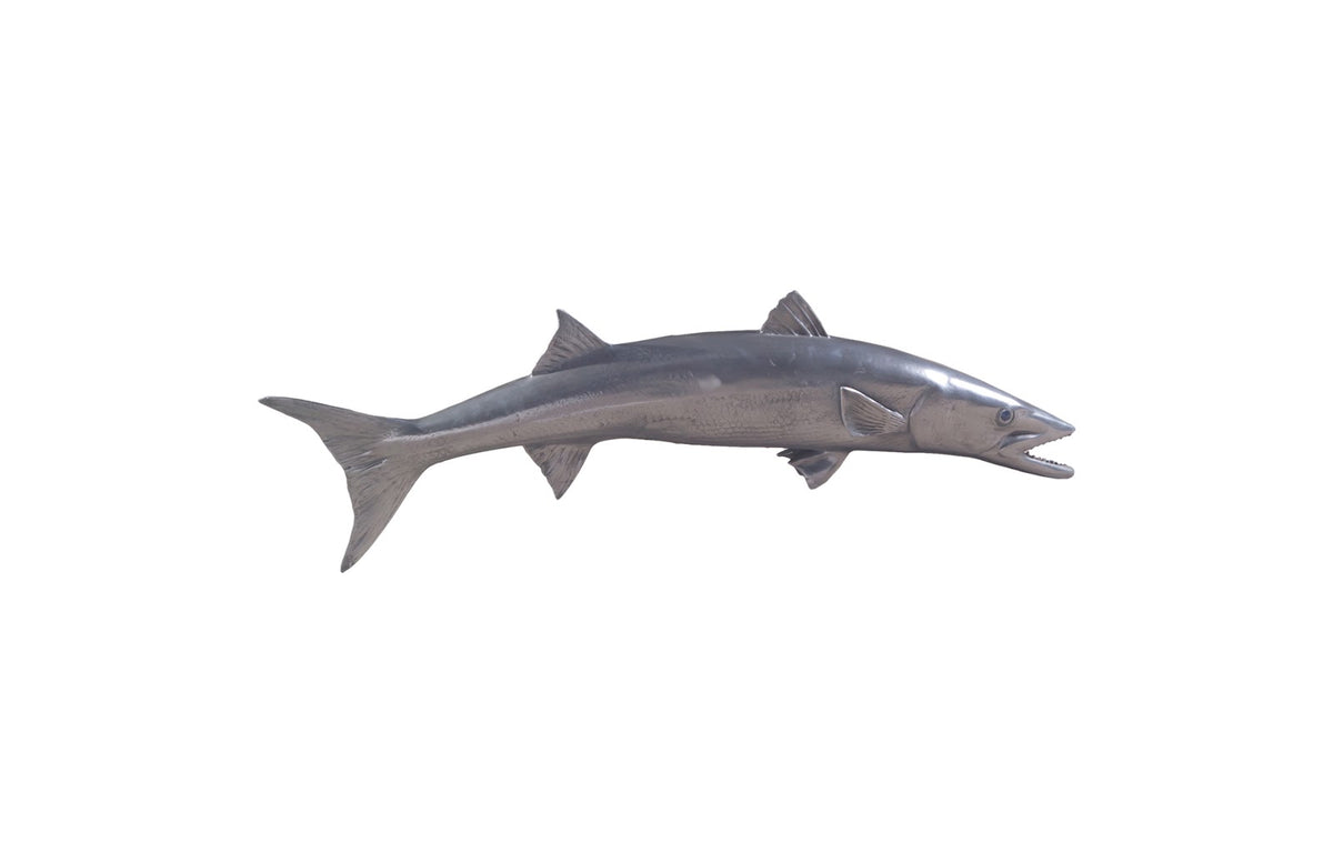 Barracuda Fish Wall Sculpture, Resin, Polished Aluminum Finish | Phill
