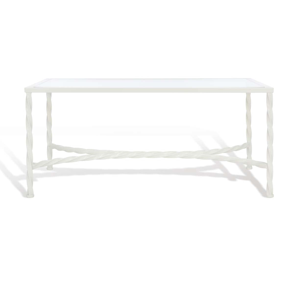 Safavieh Couture Matilda Silver Leaf Glass Coffee Table White