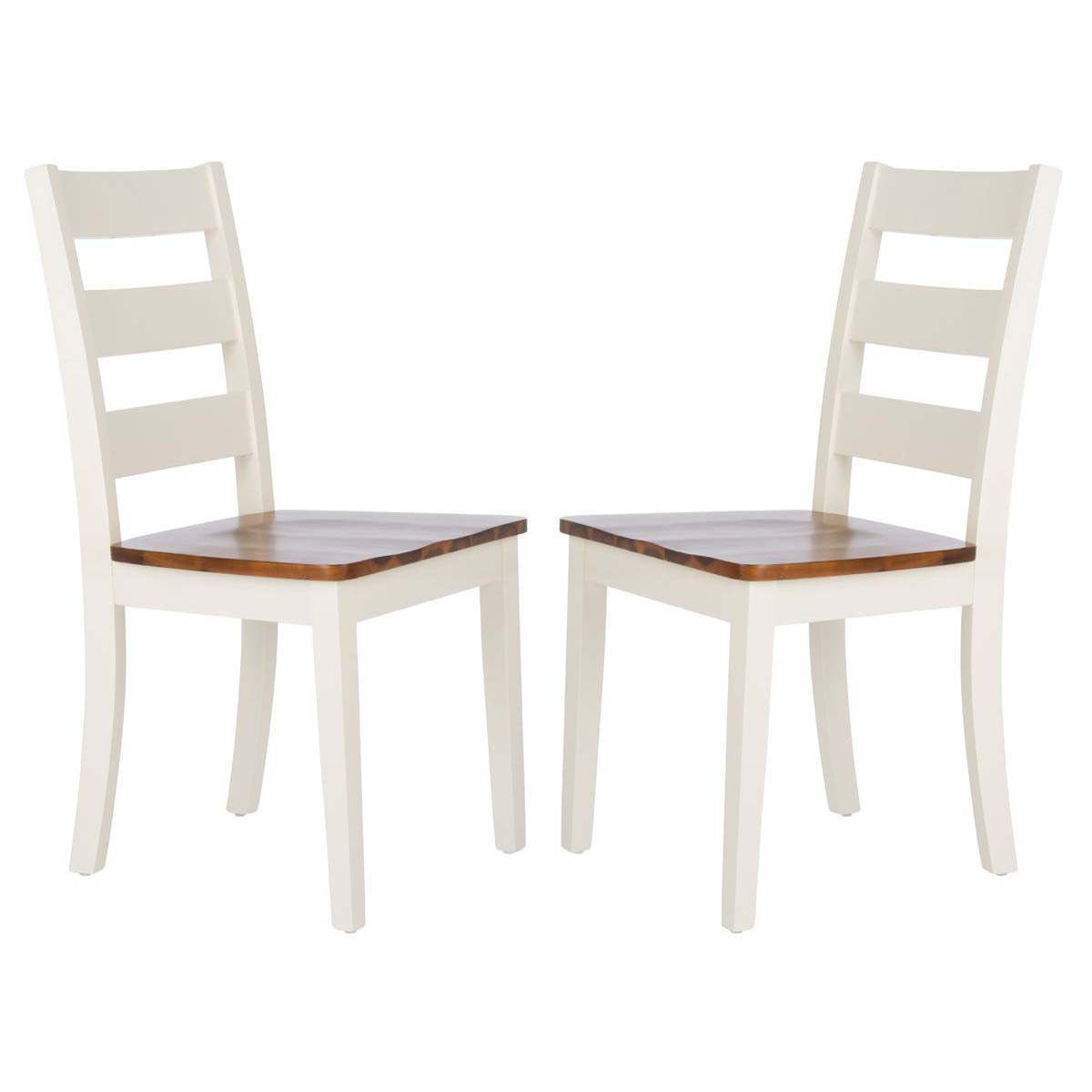 Safavieh Silio Ladder Back Dining Chair-White/Natural (Set of 2)