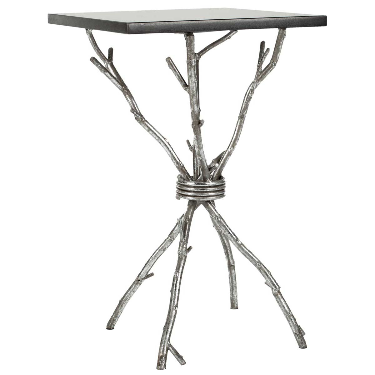 Safavieh Alexa Marble Top Silver Accent Table - Silver/Black Granite